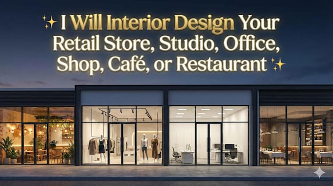 Interior design of your retail stores, studio, office, shops, cafe or ...