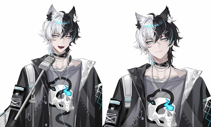 Draw rig male vtuber model live2d model anime vtuber commission for ...