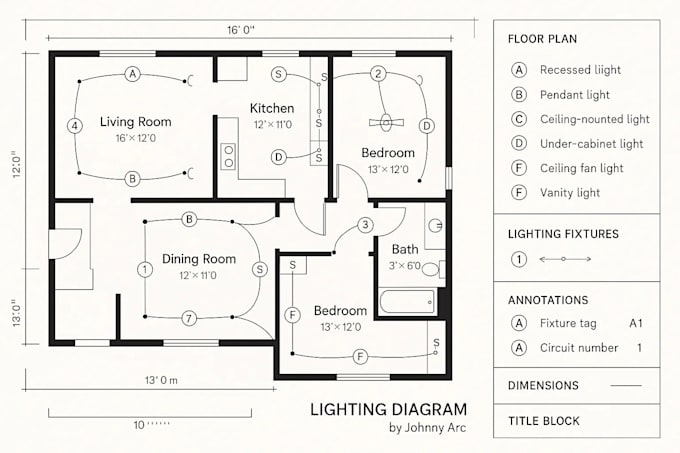 Design clean lighting diagrams and layouts using illustrator for austin ...