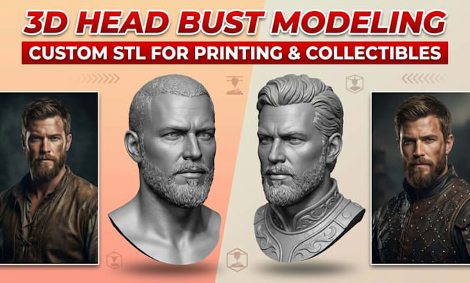 Sculpt custom realistic 3d head bust face model statue figurine ...