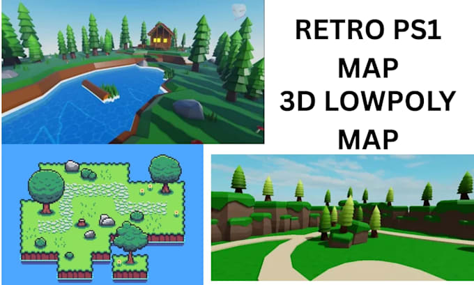 Do retro ps1 building,3d lowpoly map,roblox game map, ps1 by ...