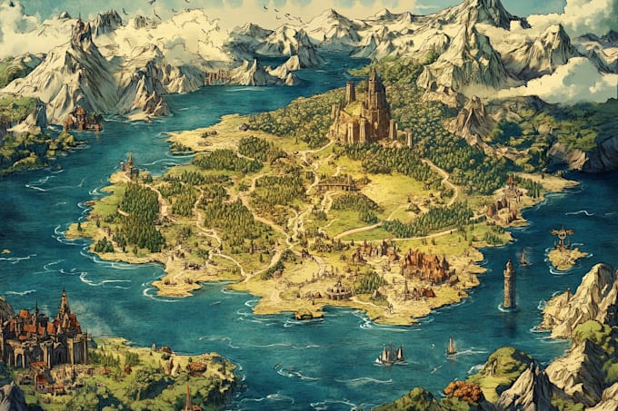 Design 2d fantasy dnd map, battle map inkarnate map by Leighsmalley ...