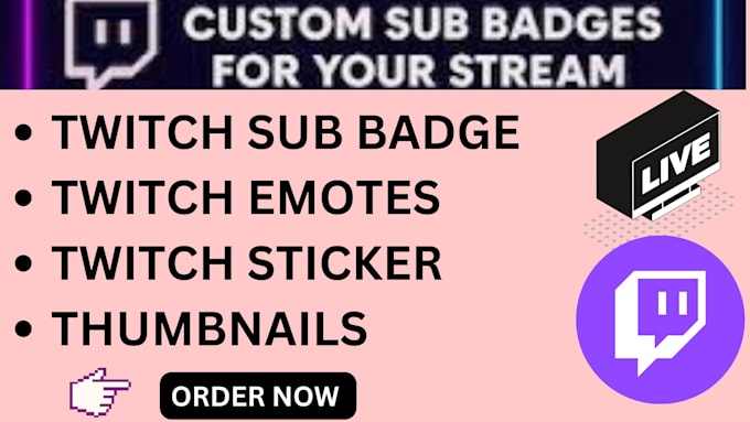 Draw twitch sub badge twitch emotes twitch sticker thumbnail vtuber for ...