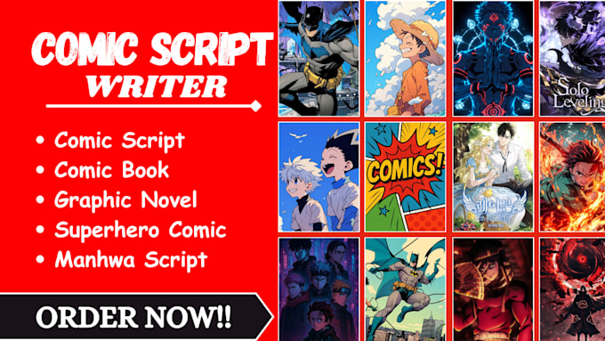 Write comic book script, manga manhwa script youtube comic recap script by Ava_course | Fiverr