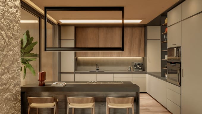 Design and render a unique custom kitchen interior cgi by Aps_visuals ...
