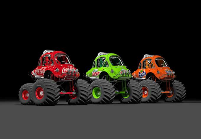 Render 3d monster truck,vehicle bodywork model,game ready,wheel design ...