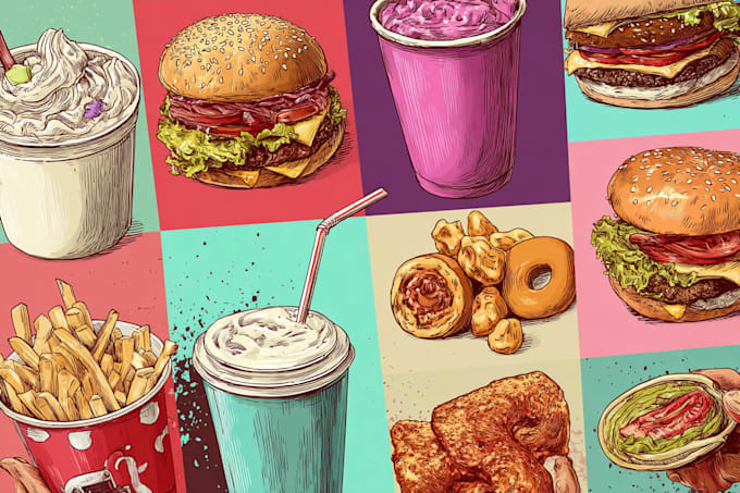 Design food pop art of your food pop art by Demarcohiller | Fiverr
