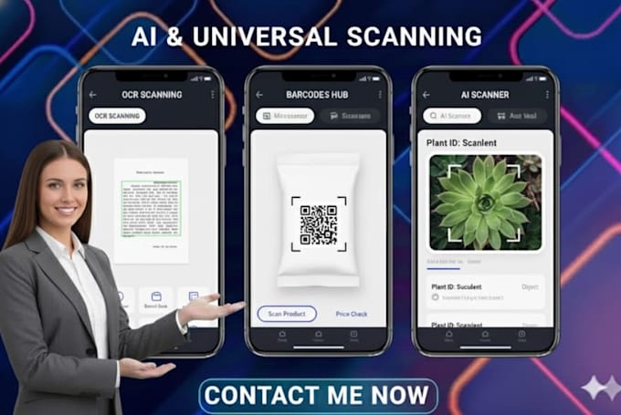 Develop ocr scanning app, ai scanner app, barcode scanning app, qr code ...