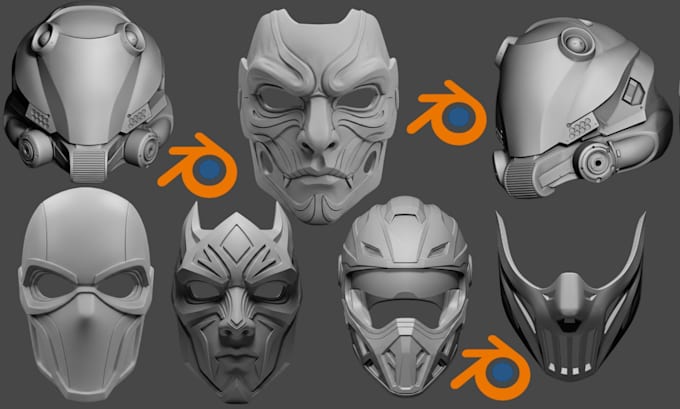 Create 3d helmet 3d mask on mask 3d armor cosplay prop model for 3d ...