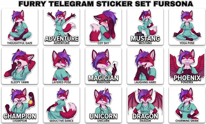 Draw furry stickers, telegram sticker furry art, furry ref sheet furry ...