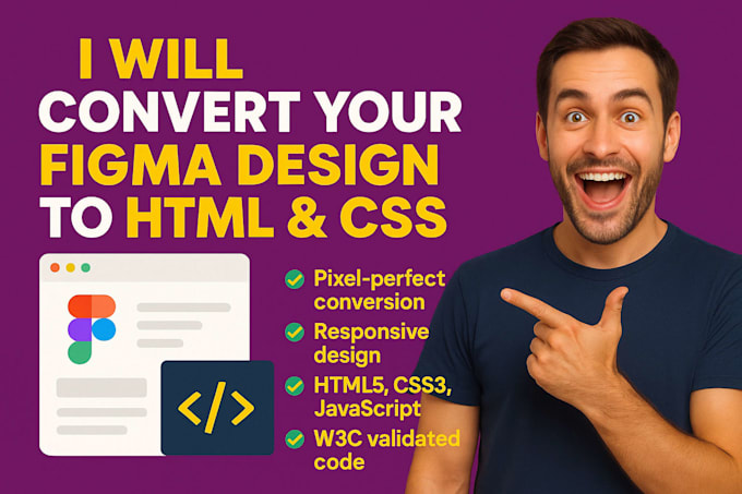 Convert your figma design to html and css by Alisarwar111 | Fiverr
