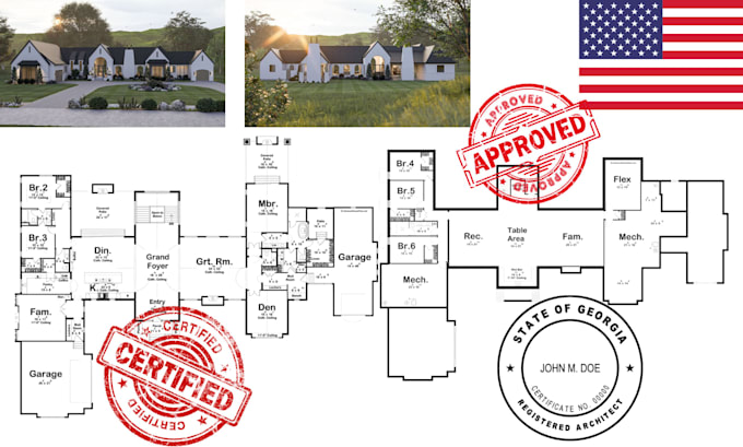 Licensed architect permit drawing in georgia, texas, new york, utah by ...