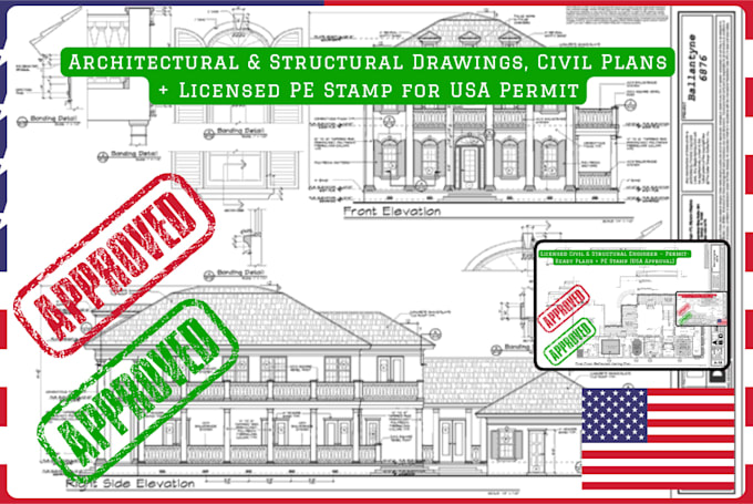 Provide architectural and structural drawings, licensed pe stamp for ...