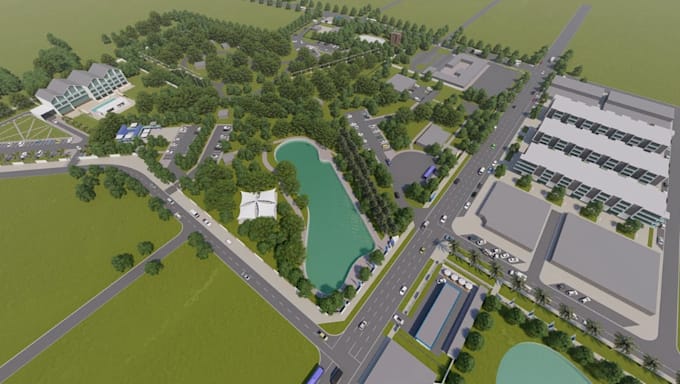 Modernize 2d to 3d amenity landscape, resort master planning,urban map ...