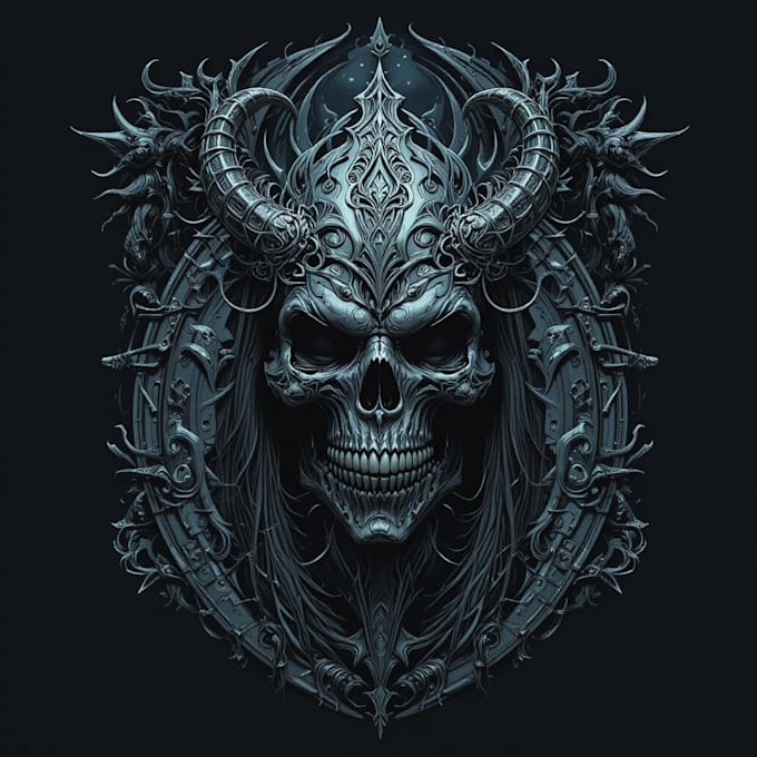 Draw metal fantasy dark art illustration for t shirt design by ...