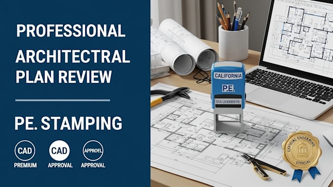 Review and seal architectural floor plan, california stamp, usa stamp ...