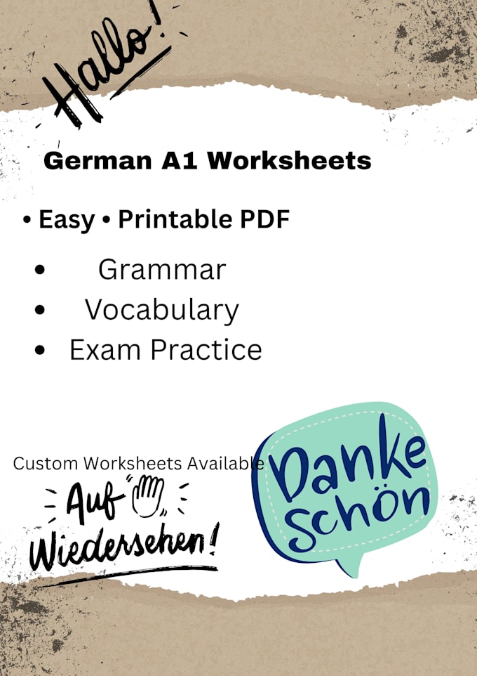 German a1 worksheets for beginners by Poojasridhar694 | Fiverr