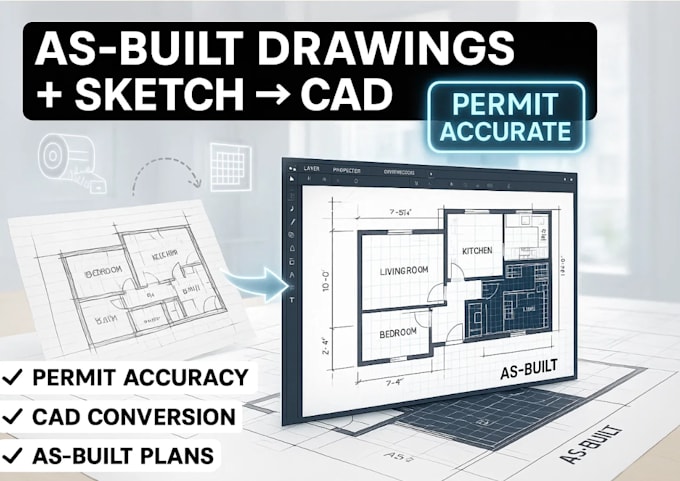 Create as built drawings and convert sketches to cad with permit accuracy by Eliel_architect ...