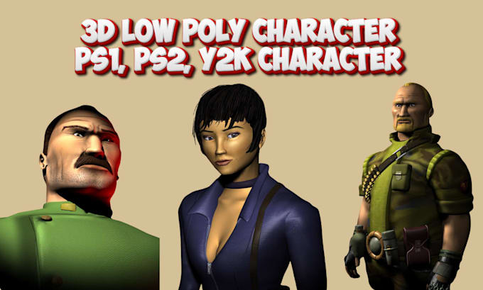 Do 3d retro, ps1, ps2, y2k low poly game character, lowpoly character ...