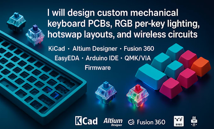 Design custom mechanical keyboard pcbs, rgb per key lighting, hotswap ...