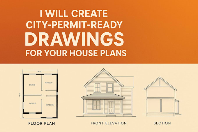 Do city permit drawings for house drawing by Jerryfrank0052 | Fiverr