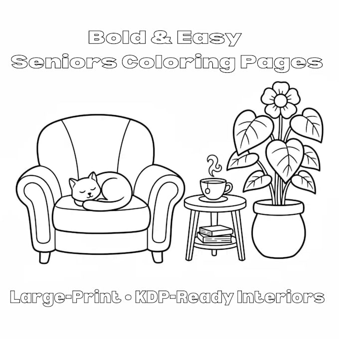 Create bold and easy coloring pages for seniors large print by Lily ...