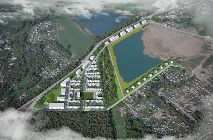 Render real estate property,redevelop urban units,aerial view,master ...
