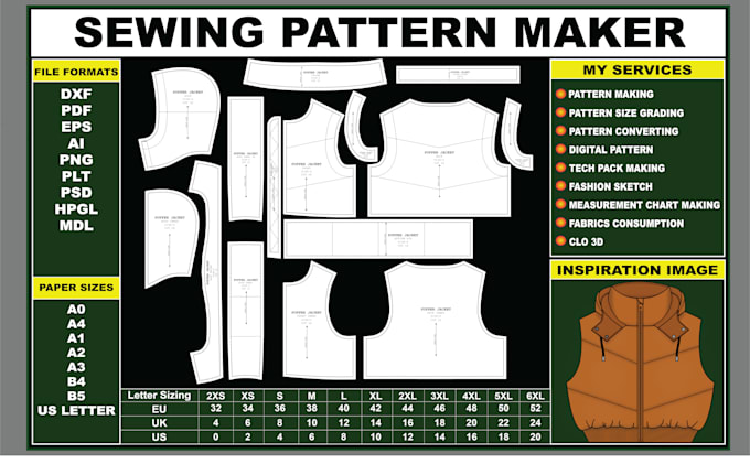 Create professional digital sewing patterns for garments in dxf and pdf ...