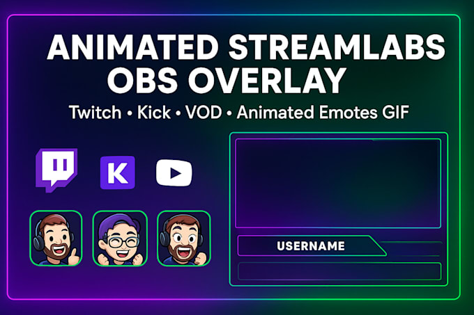 Design animated streamlab obs streamerbot overlay points twitch logo ...