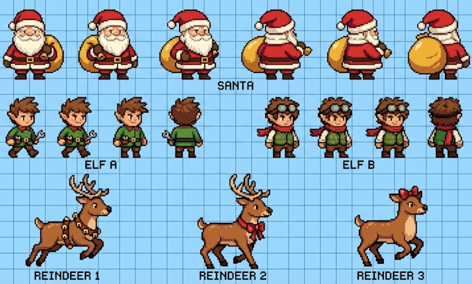 Create custom christmas pixel art character, avatars, stickers, card ...