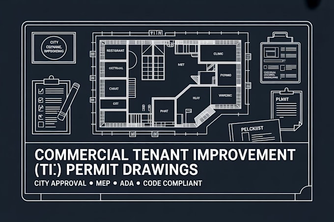 Commercial tenant improvement ti permit drawings, city approval by Eng ...