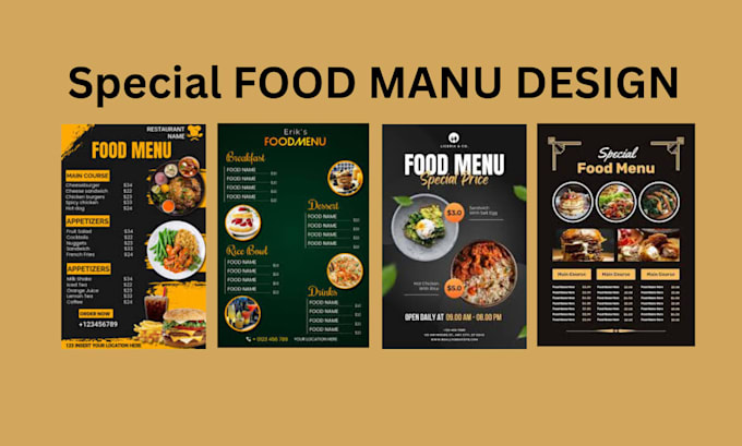 Create food menu design, restaurant menu design, food flyer or digital ...