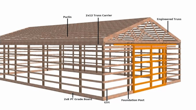Draft your pole barn building drawings, pole barn floor plan and ...