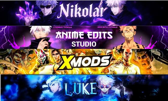 Design anime banner anime youtube banner twitch and facebook banner ...
