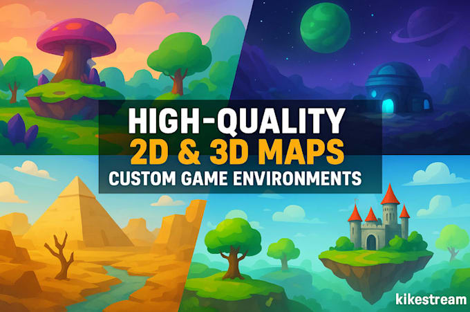 High quality 2d 3d game maps cartoon alien world maps game environment ...