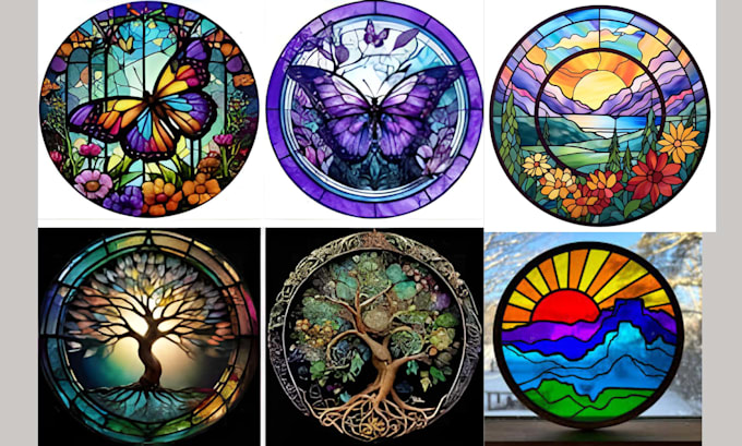 Design stained glass art mosaic logo illustration vintage stained glass ...