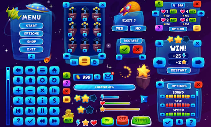 Design game ui ux roblox ui screens hud icon and 3d game art assets by ...