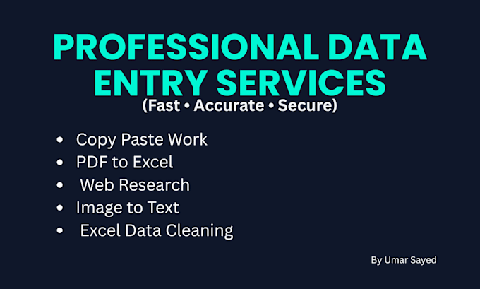 Do accurate data entry, copy paste, pdf to excel and web research by Umar__dataentry | Fiverr