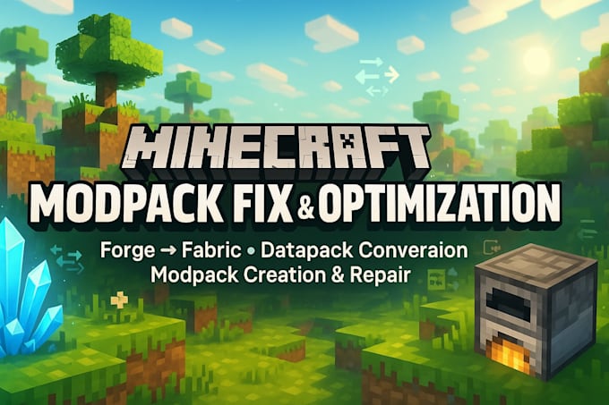 Criar, corrigir e otimizar modpacks de minecraft, converter mod do forge para datapack do fabric