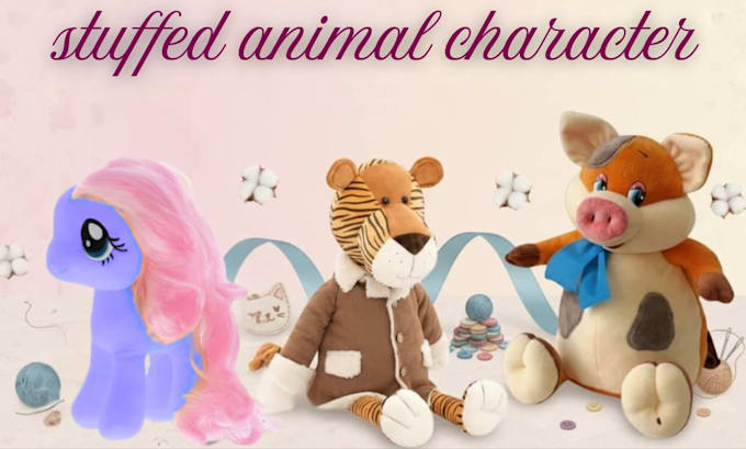 Create custom plush reference sheet and stuffed animal character design ...