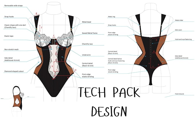 Create tech packs for sportswear, activewear, yoga, gym wear and ...