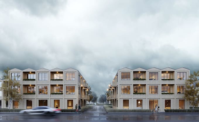 2d plan to 3d elevation rendering, functional unit apartment, street ...