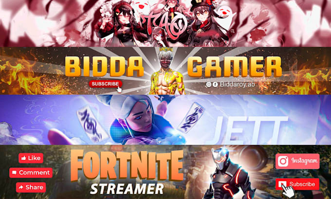 Custom anime banner, anime header banner design chibi for youtube ...