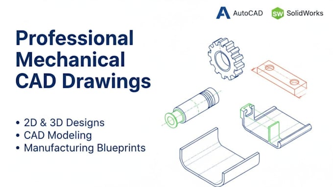 Create professional 2d mechanical cad drawings in autocad or solidworks ...