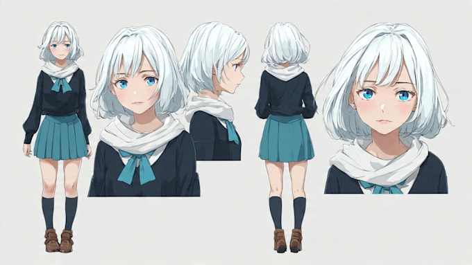 Draw anime art reference character sheet design vtuber model by ...
