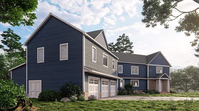 Styling vacation cabin,revit to render,modern farmhouse,scandinavian ...