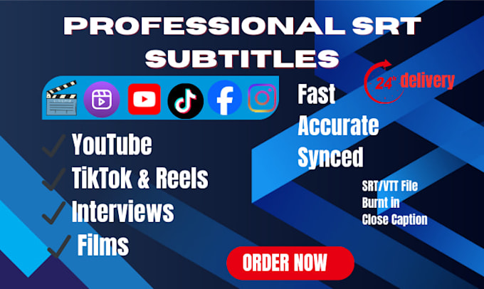 Add professional subtitles and captions with srt file by Philip_anna ...