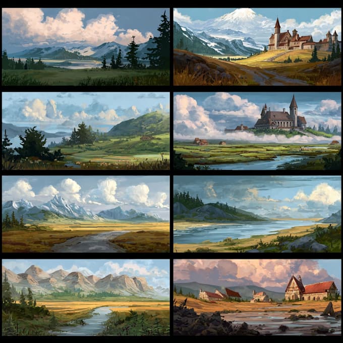 Illustrate environments, landscapes, board game, concept art by ...
