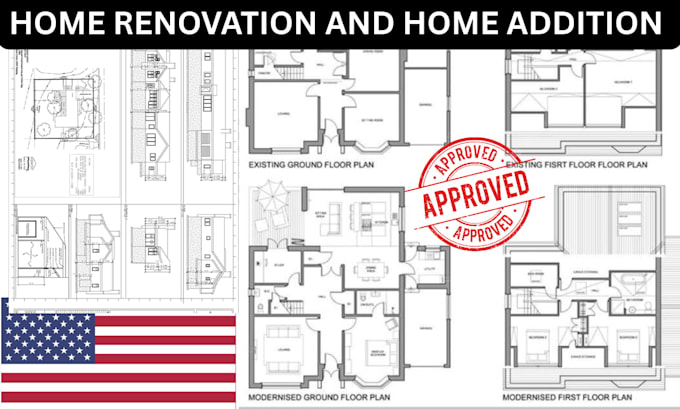 Draw home renovation, home addition drawings for city permit, home ...