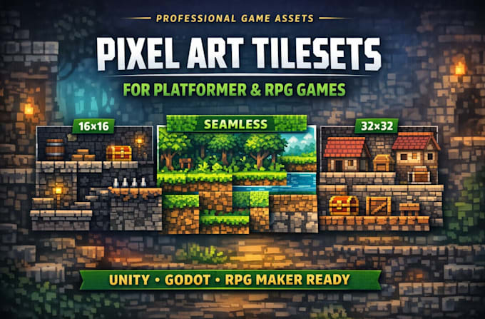 Make pixel art tilesets for platformer or rpg games develop by ...